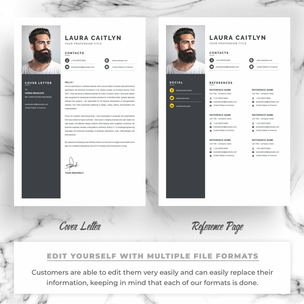 Modern & Professional Yellow Resume – MasterBundles