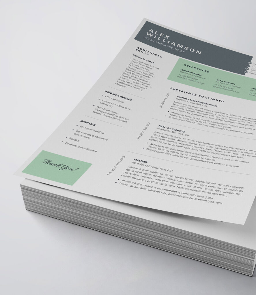 Simple Clean Resume/CV Pattern - MasterBundles