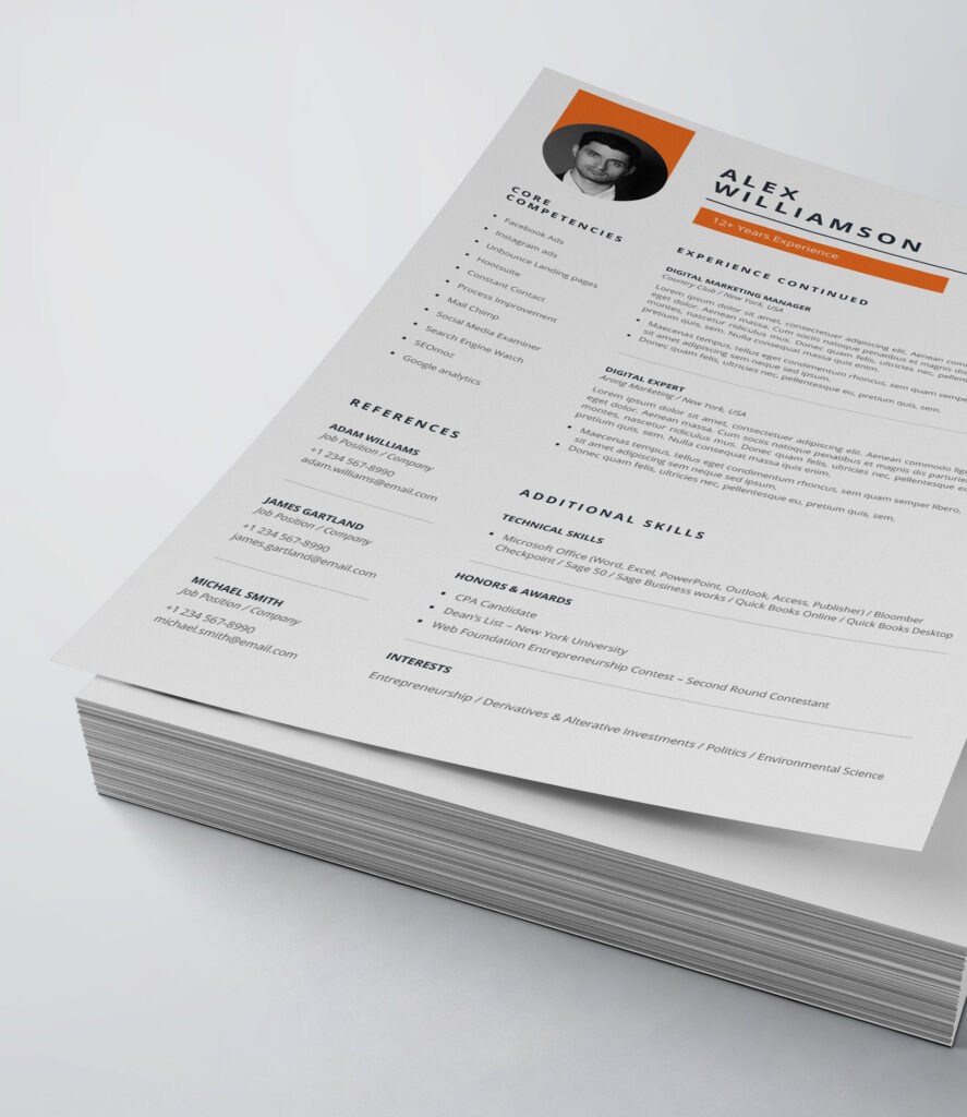Classic Clean Resume/CV Template - MasterBundles