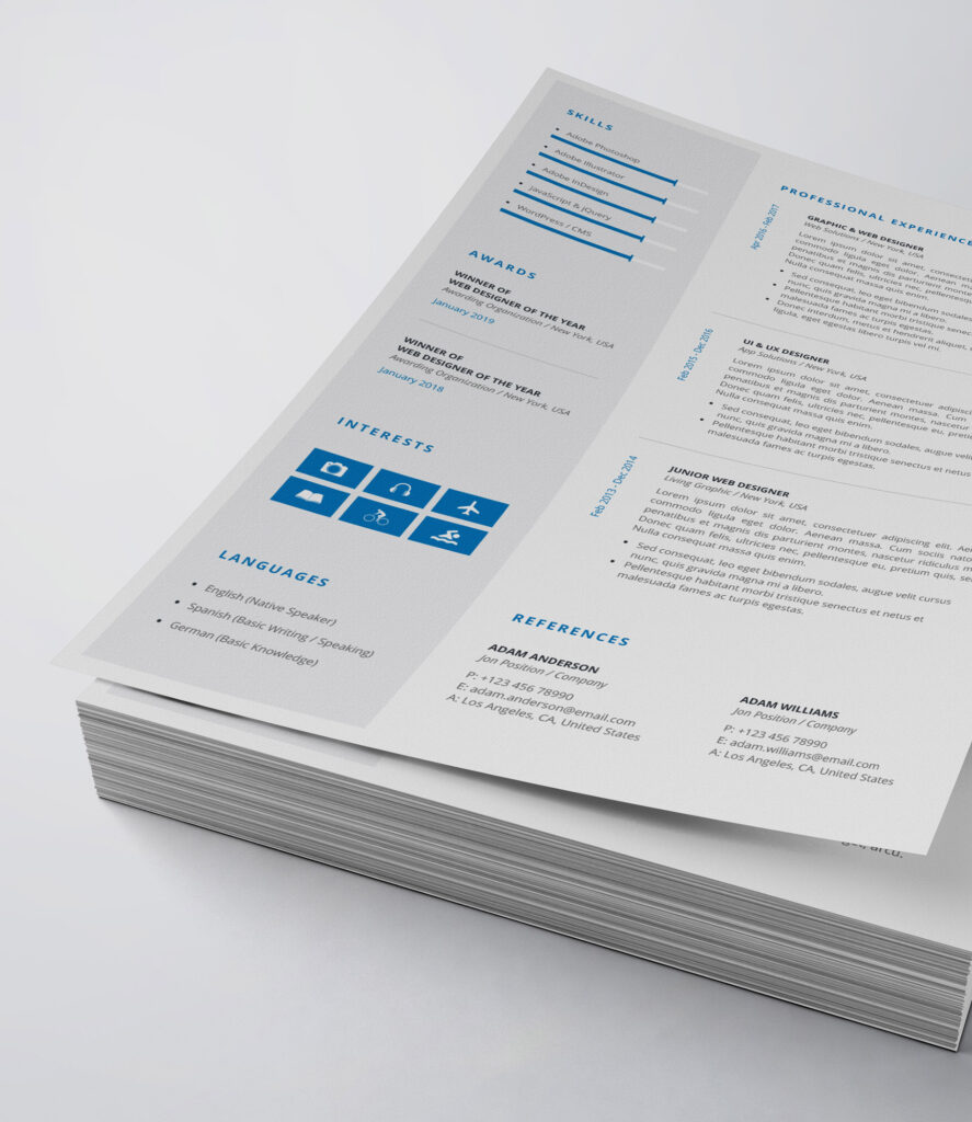 Clean and Modern Resume/CV Template - MasterBundles