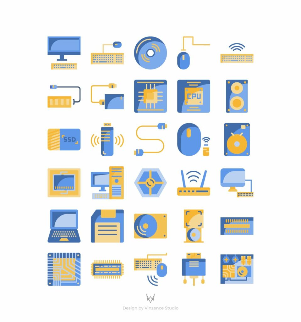 30 Computer Hardware Icon Sets – MasterBundles