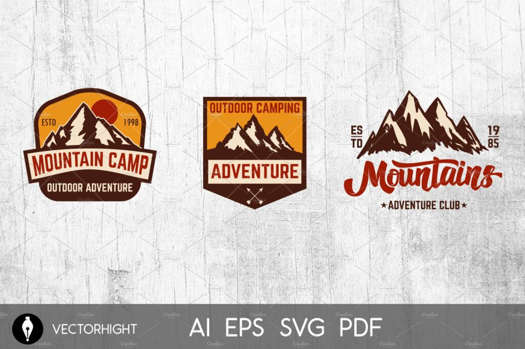 Set of mountain tourism emblems. – MasterBundles