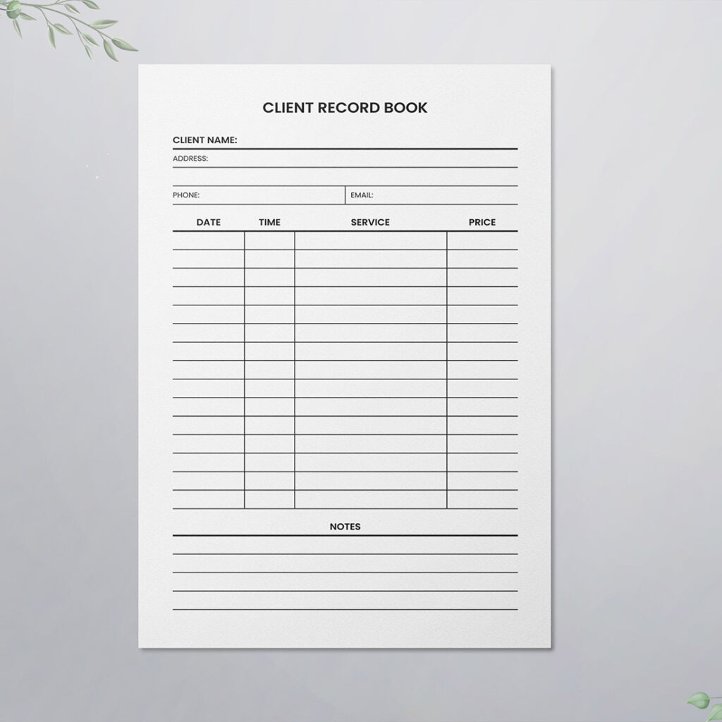 Client Record Book | KDP Interior - MasterBundles