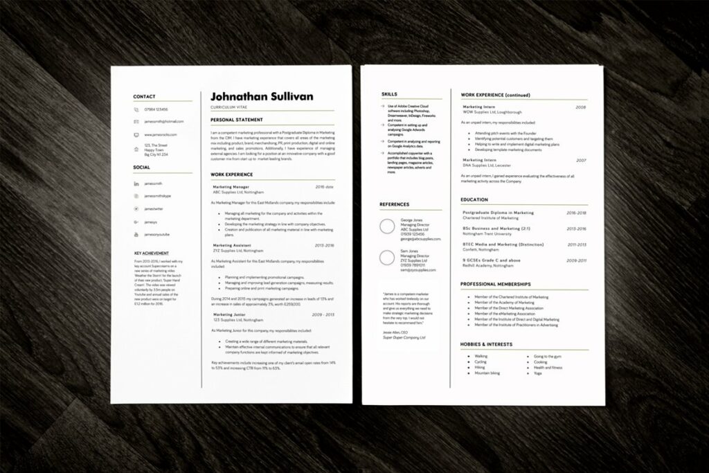 Word A4 CV Resume & Business Card – MasterBundles