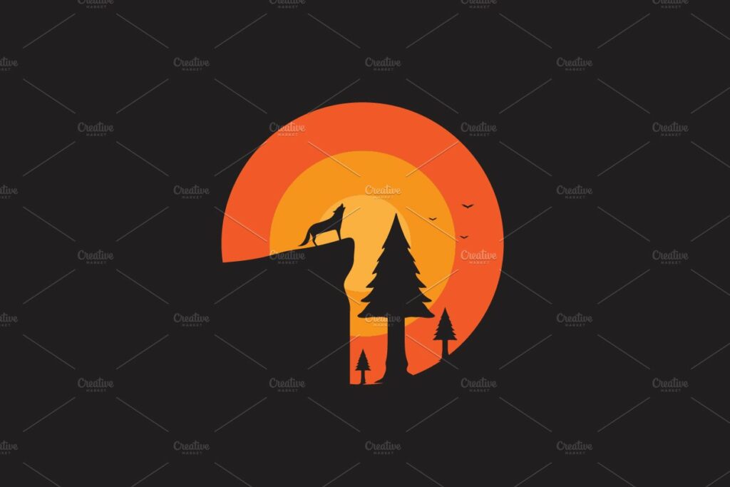 abstract night with howl wolf logo – MasterBundles
