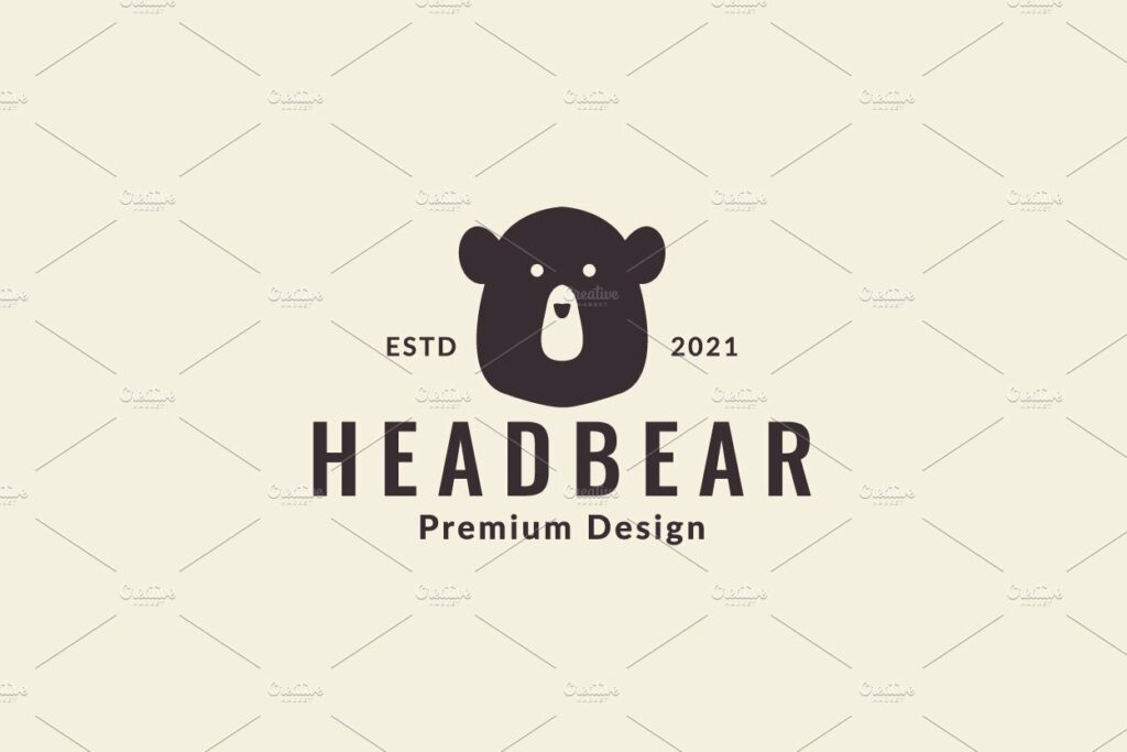 animal cute head bear logo vector – MasterBundles