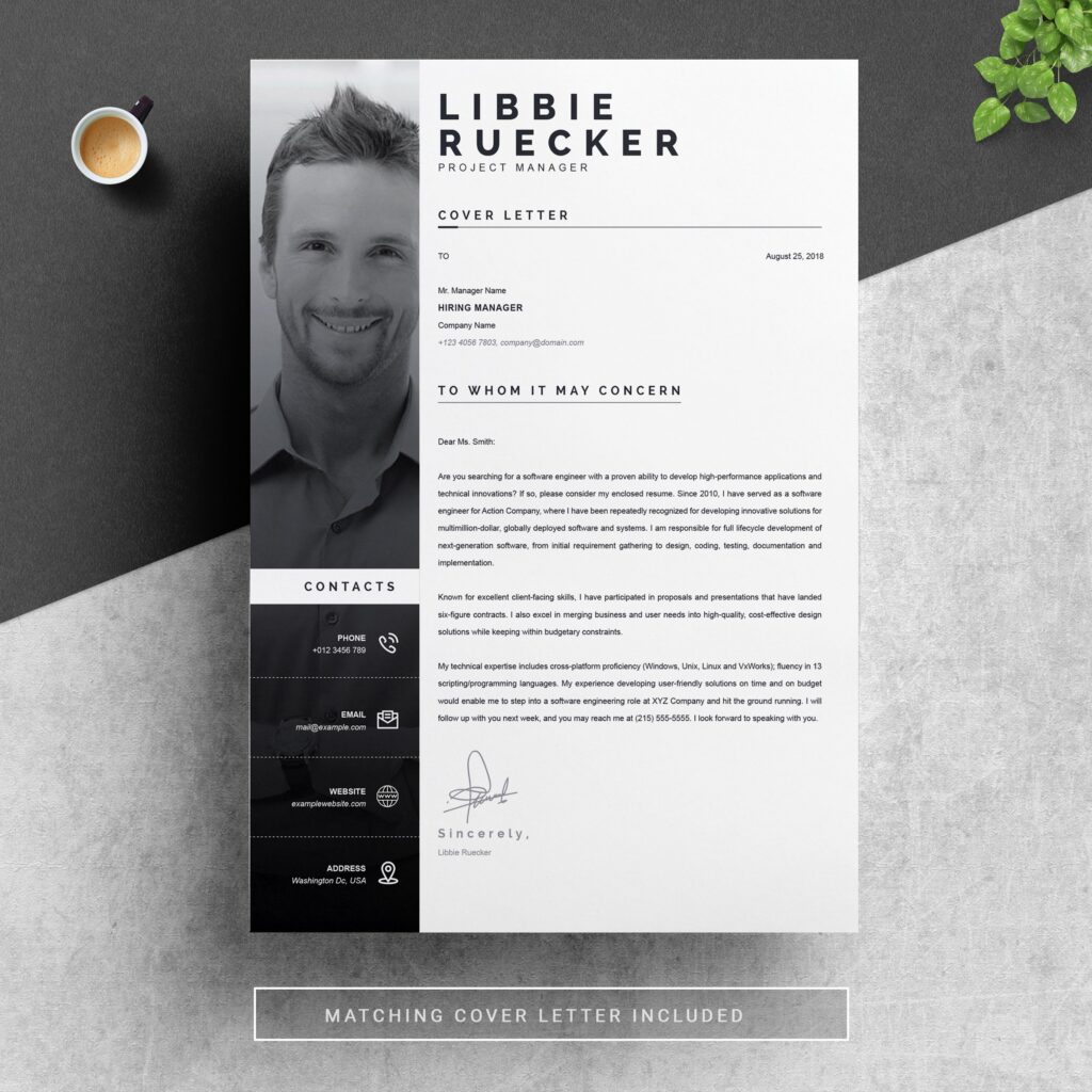 Modern Resume Template with Photo – MasterBundles
