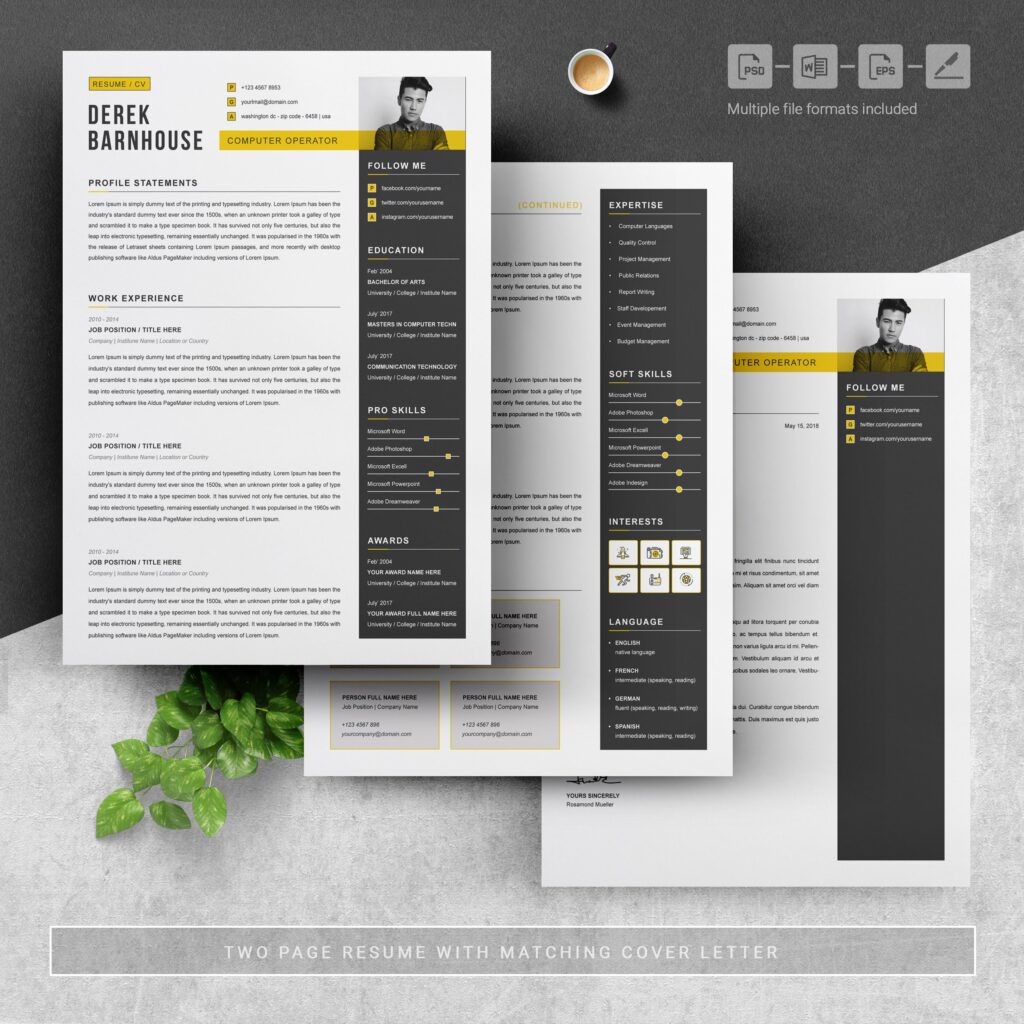 CV Template / Curriculum Vitae – MasterBundles