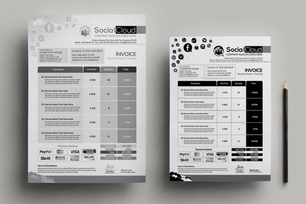 Social Media Agency Invoice Template – MasterBundles
