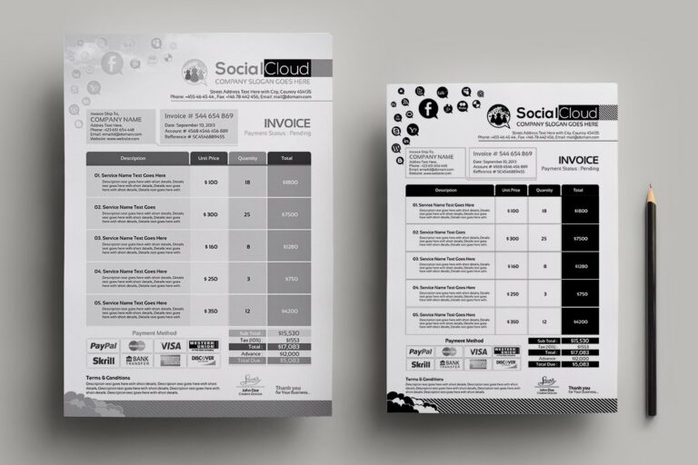 Social Media Agency Invoice Template – MasterBundles
