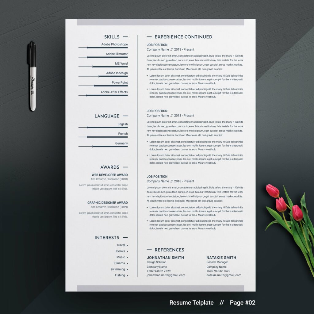 3 Pages Clean CV Template | MS Word – MasterBundles