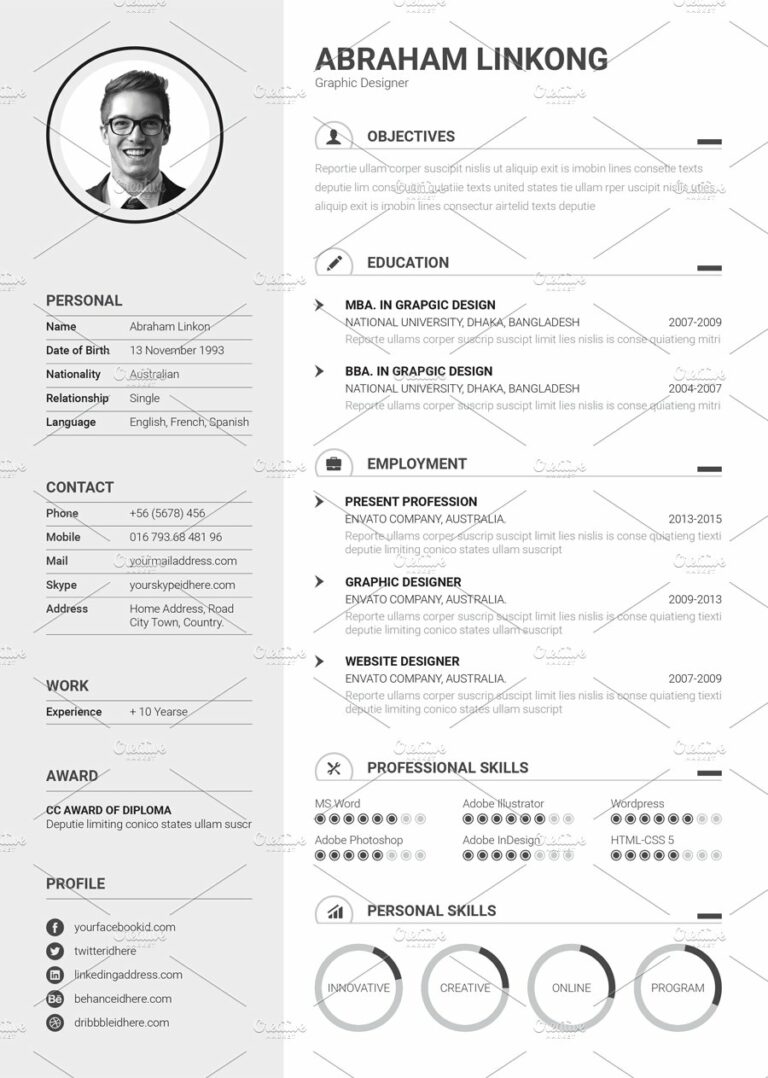 Resume CV with Portfolio – MasterBundles