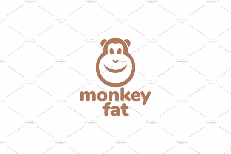 cartoon fat face monkey logo design – MasterBundles