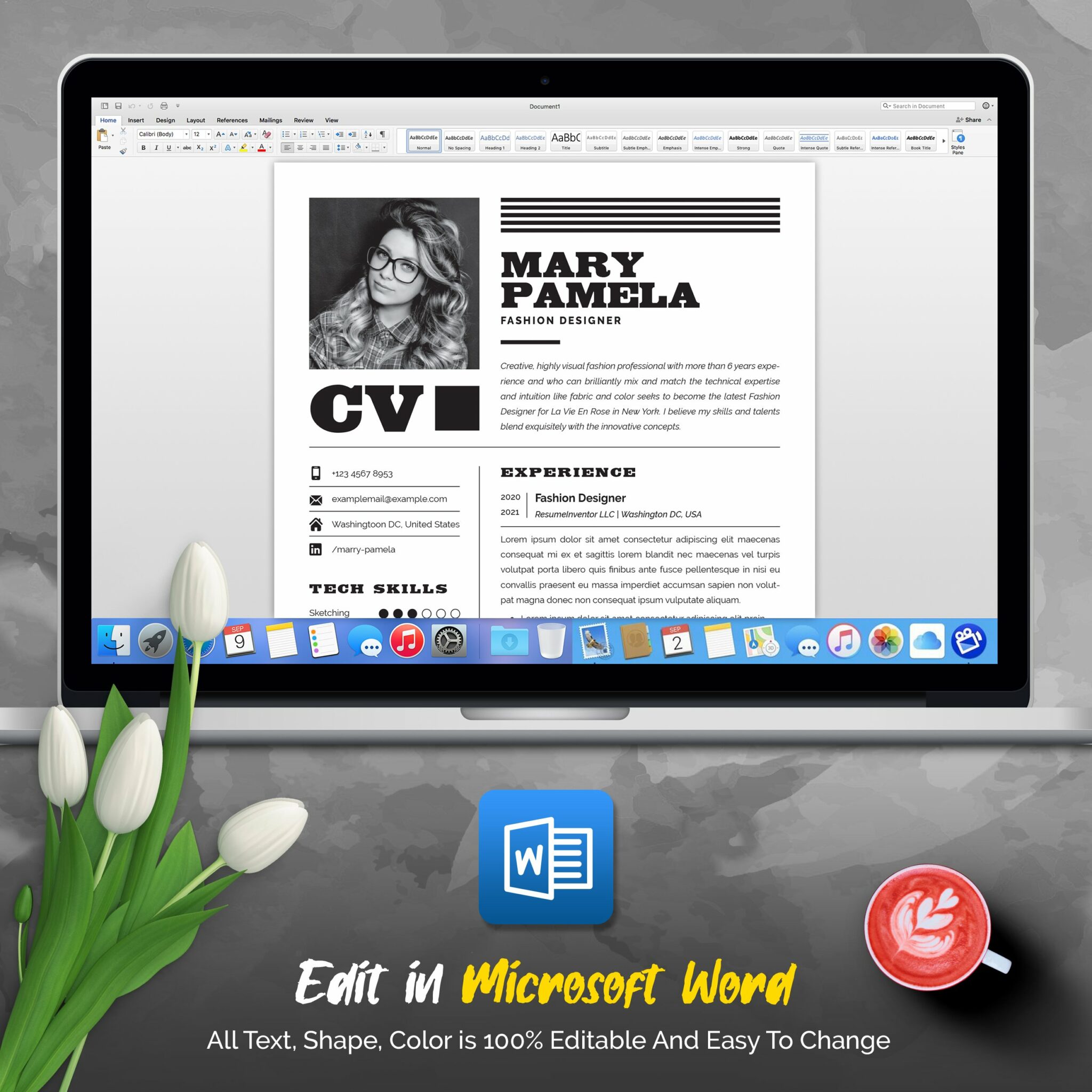 Black CV Template | Curriculum Vitae – MasterBundles