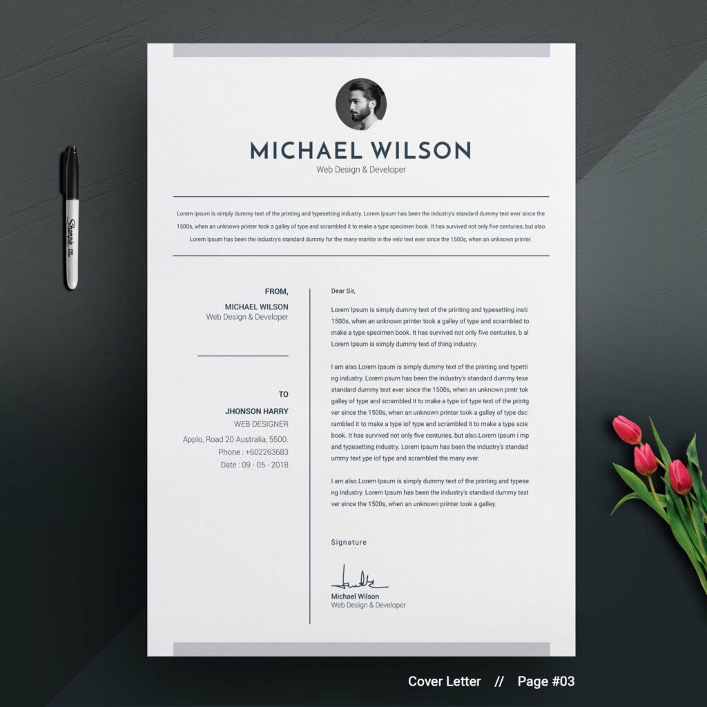 3 Pages Clean CV Template | MS Word – MasterBundles