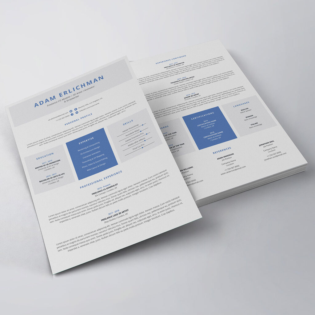 Clean Resume/CV Template Design - MasterBundles