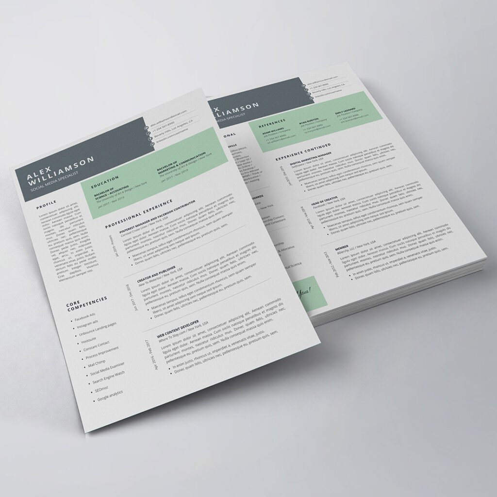 Simple Clean Resume/CV Pattern - MasterBundles