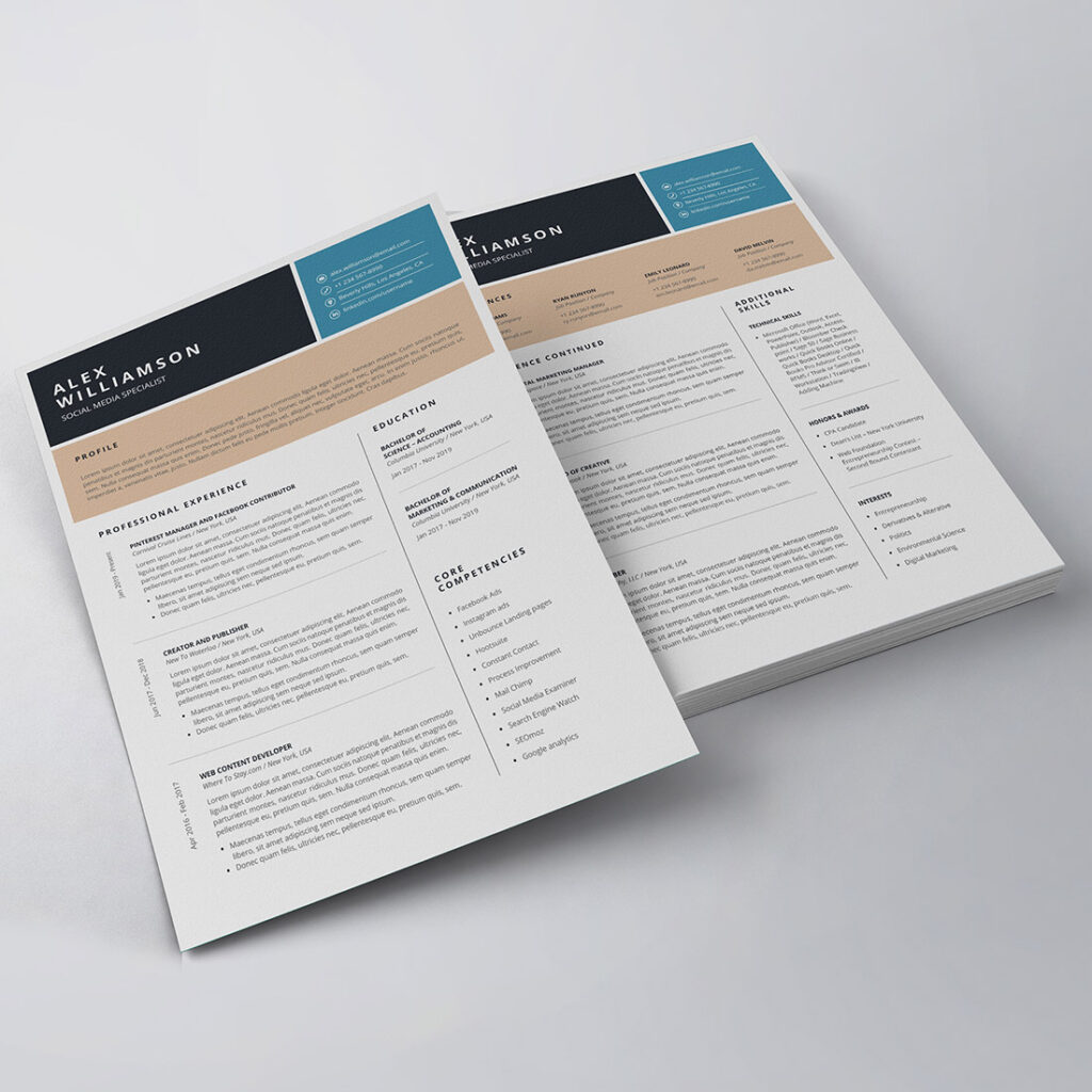 Clean Resume/CV Pattern - MasterBundles