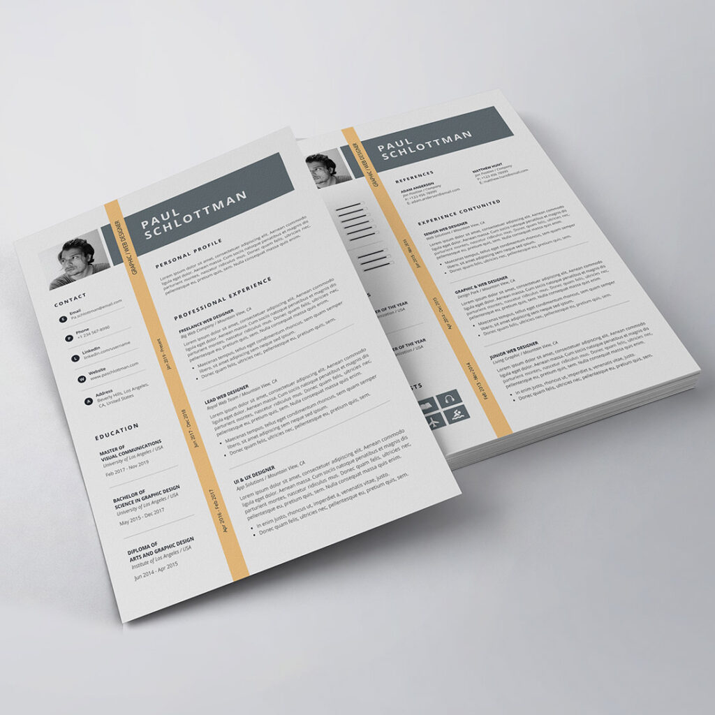 Cool Clean Resume/CV Template - MasterBundles