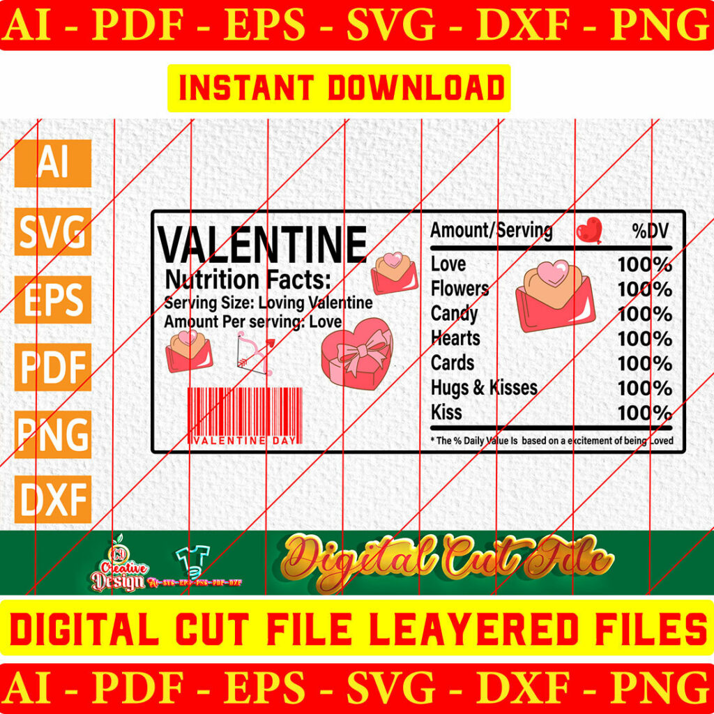 Valentine's Nutrition Label - Digital Download Only - MasterBundles