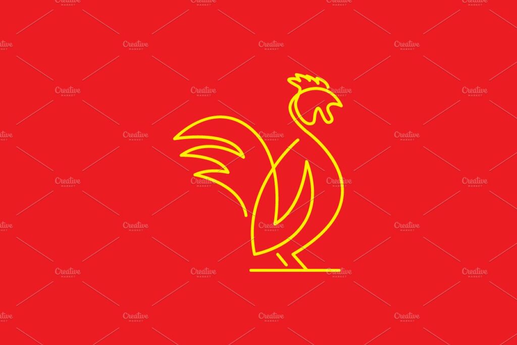 single line chicken rooster logo – MasterBundles