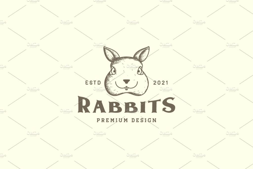engrave animal pets head rabbit logo – MasterBundles