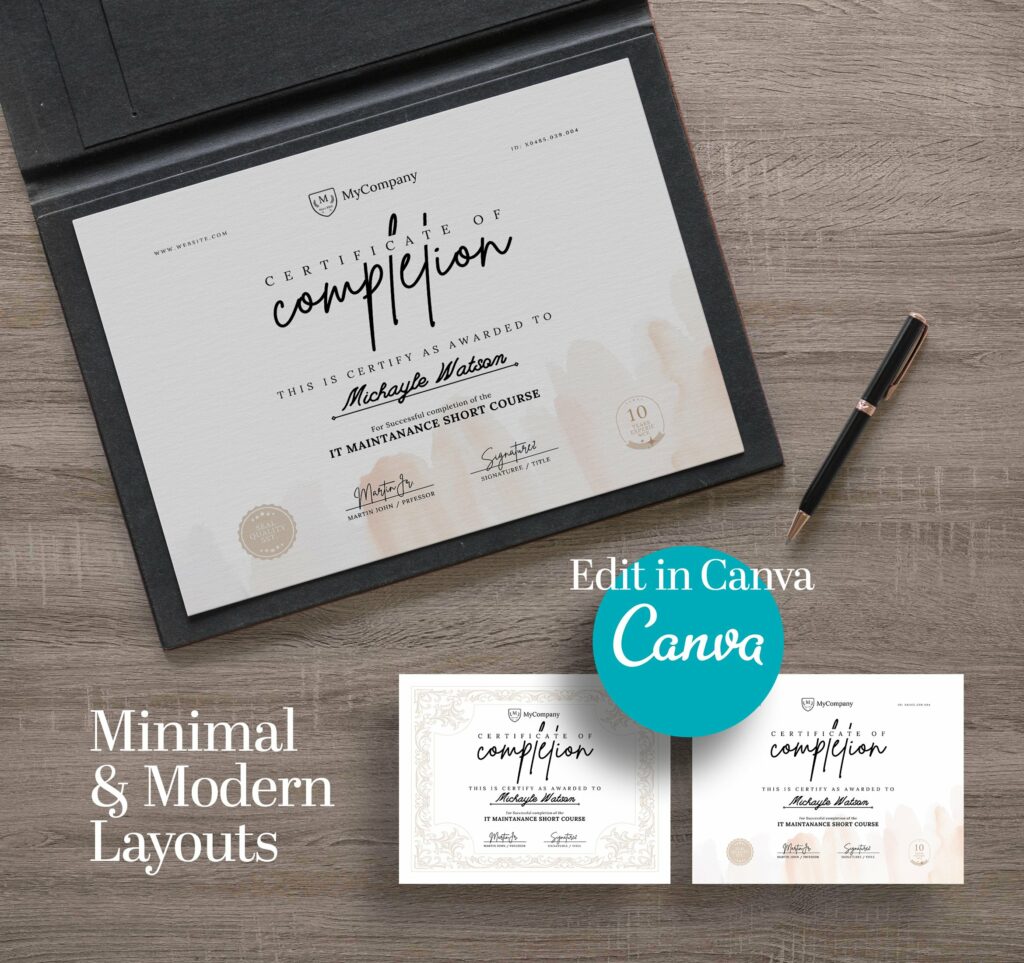 Certificate Of Completion Canva Masterbundles