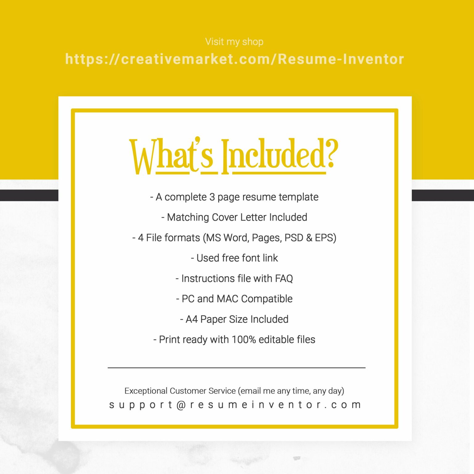 Minimal Yellow Resume Template / CV – MasterBundles