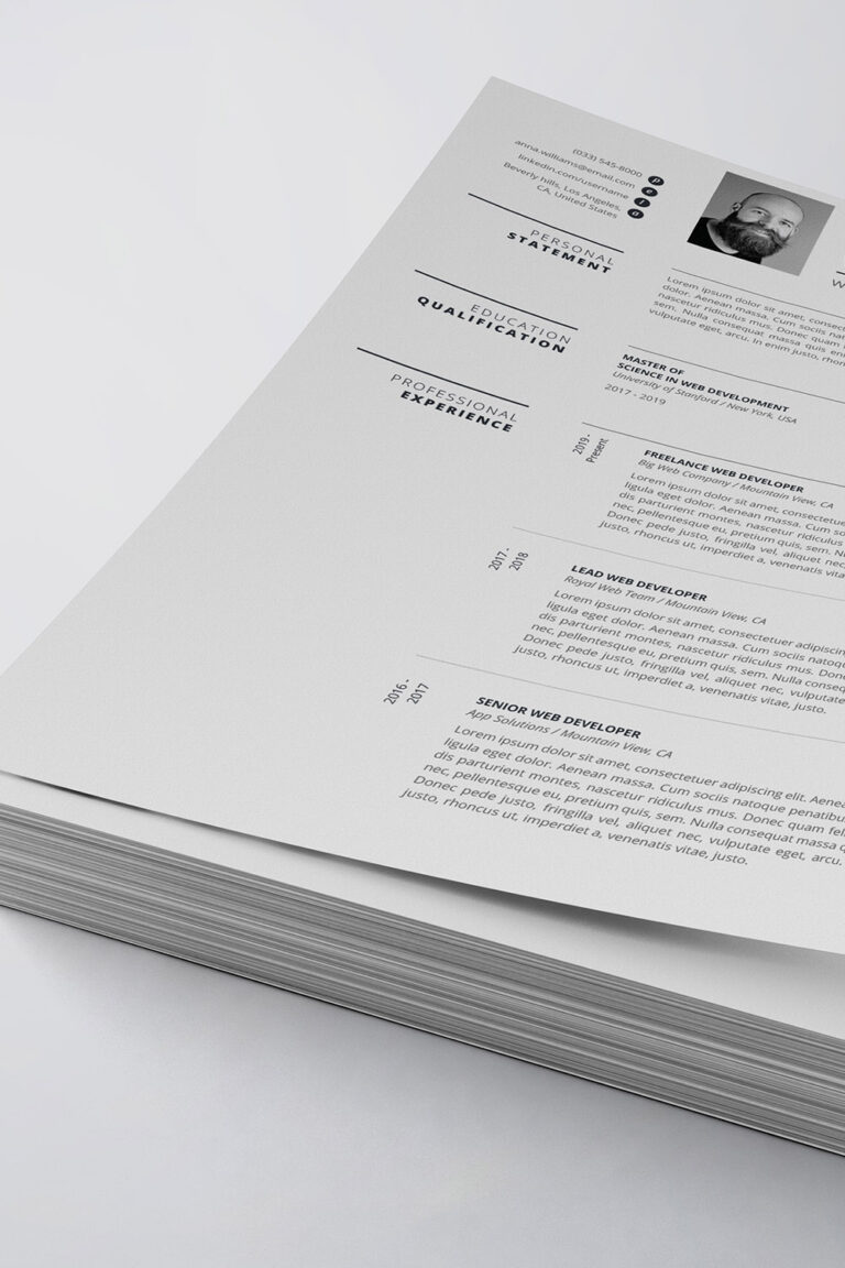 Clean Resume/CV Template - MasterBundles
