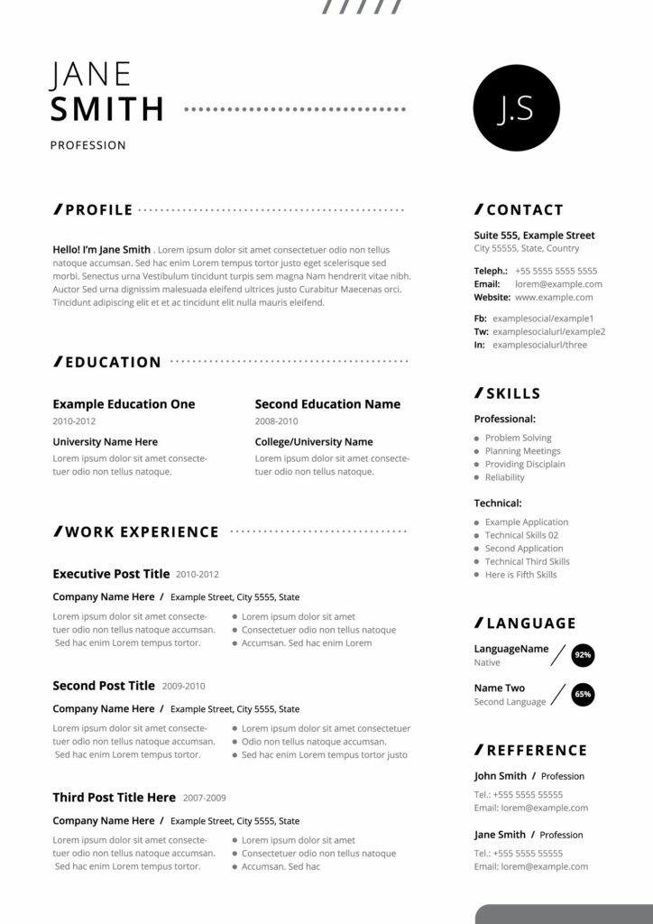 Resume / CV | Minimal Black White – MasterBundles