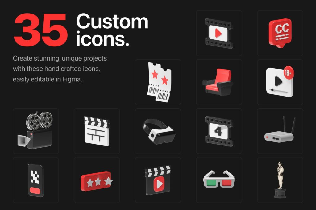Cinema 3D icons – MasterBundles