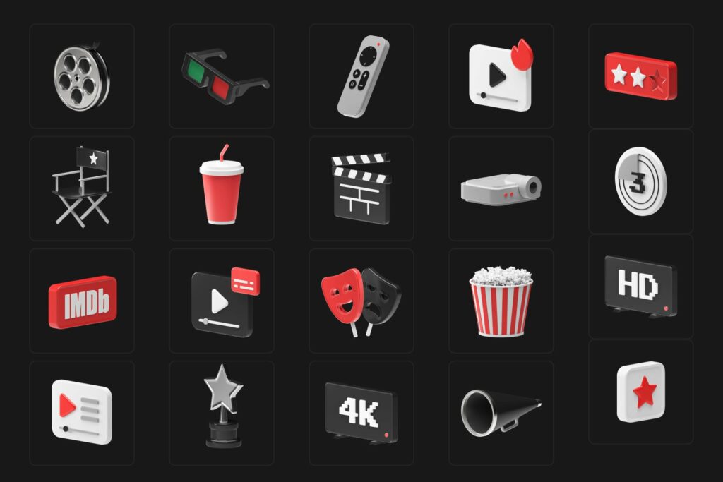 Cinema 3D icons – MasterBundles