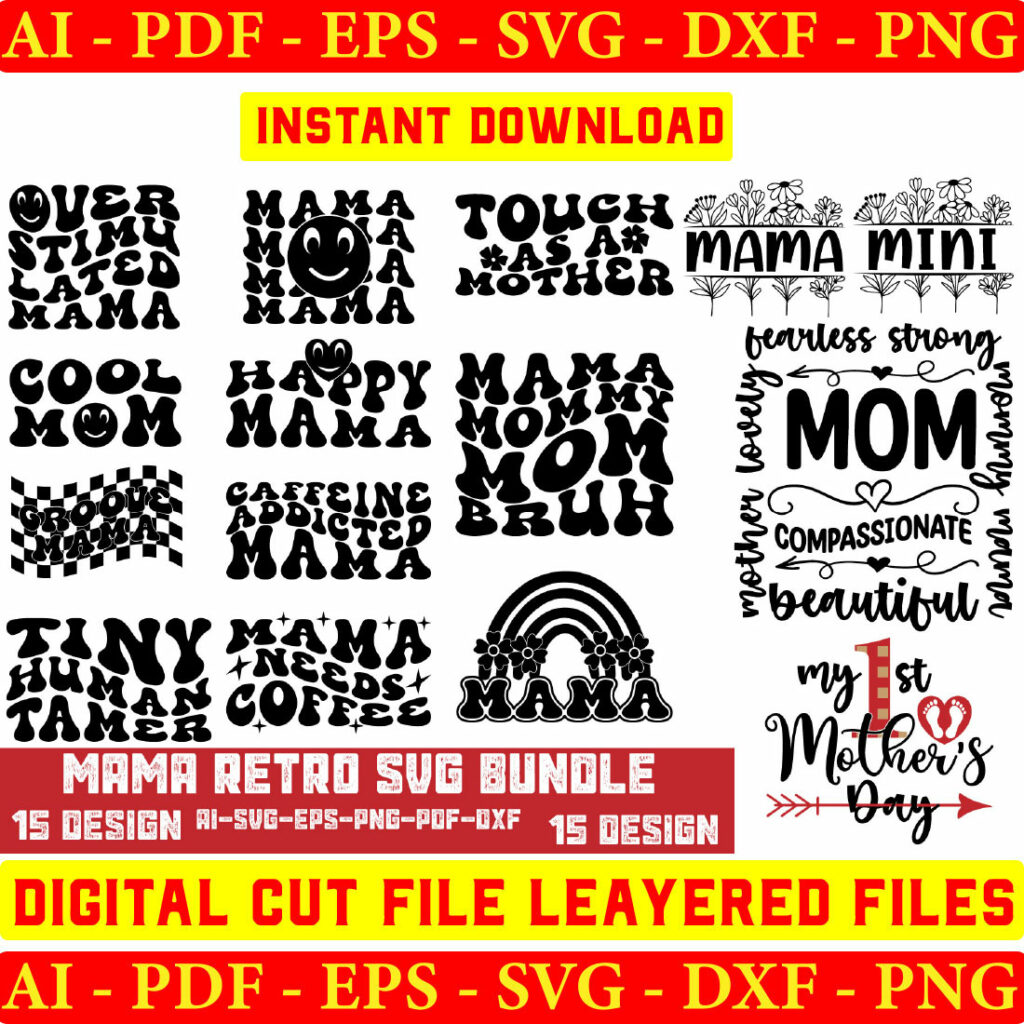 Mama svg, retro mama svg, mom svg, boho mama svg, groovy svg, mama wavy ...
