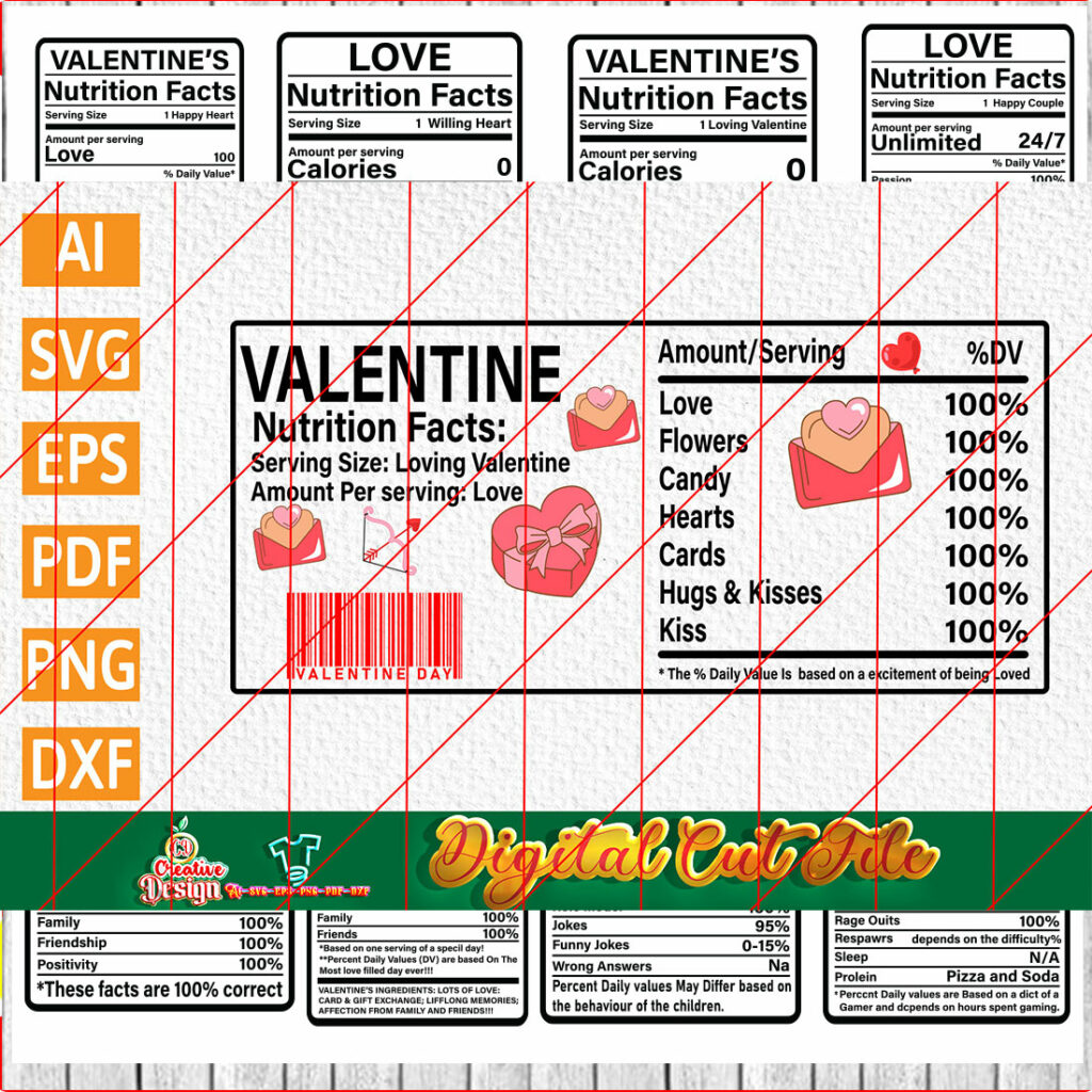 Valentine's Nutrition Label - Digital Download Only - MasterBundles