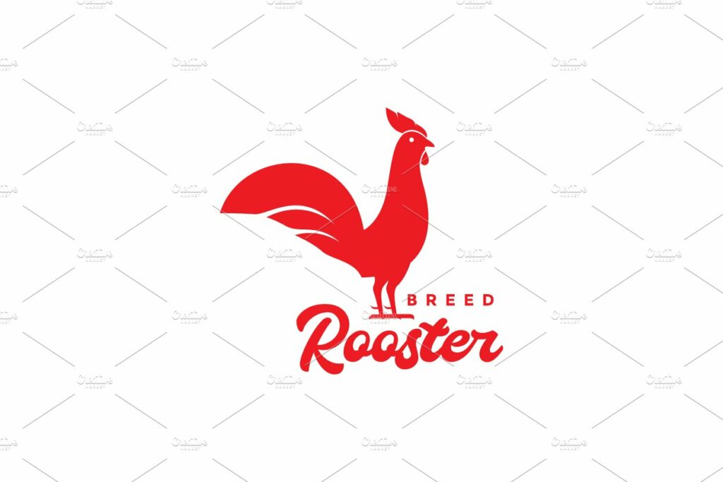 red rooster crowing logo – MasterBundles