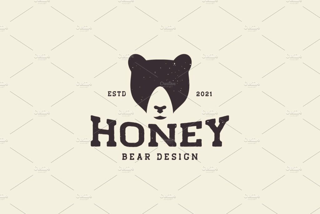 face head bear honey vintage logo – MasterBundles