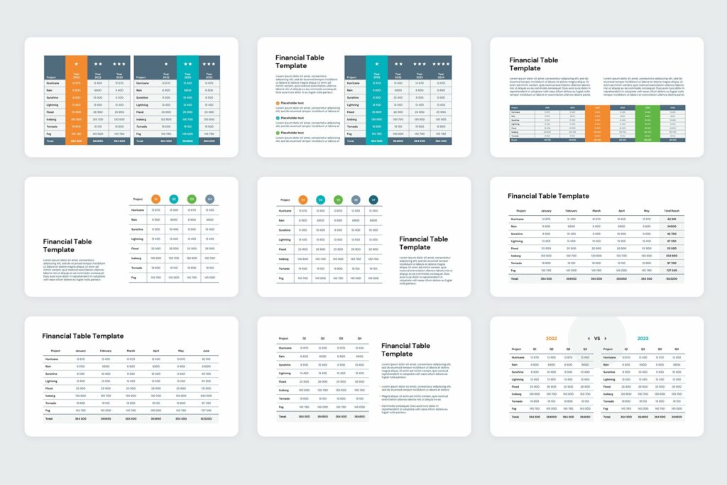 Financial Tables Templates for Power – MasterBundles