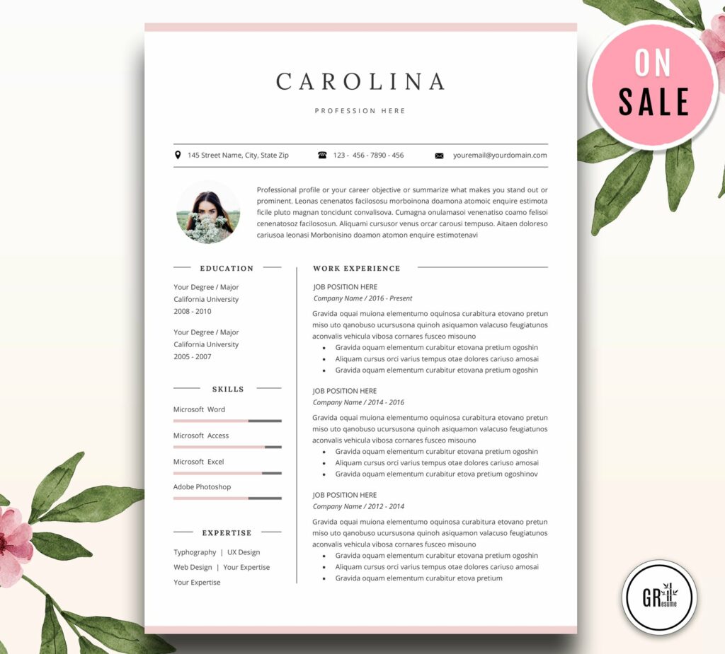 Creative Resume Template CV for Word – MasterBundles