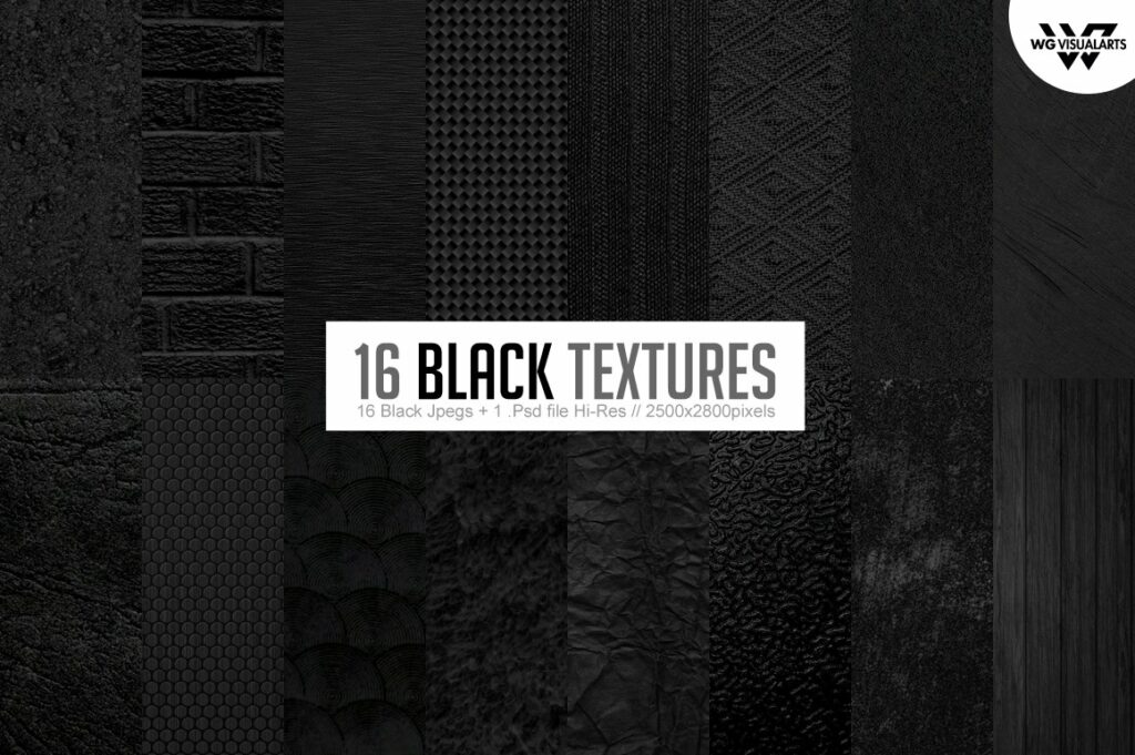 16 BLACK Textures – MasterBundles