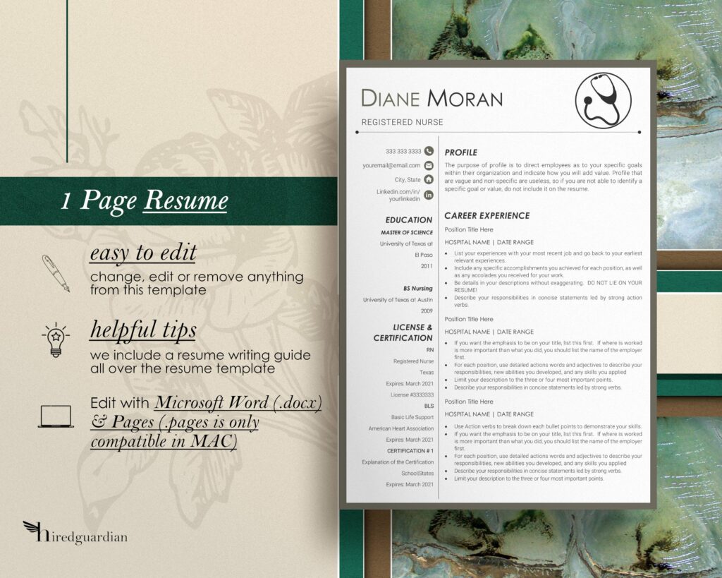 Nurse Resume Template Bundle - Diane – MasterBundles