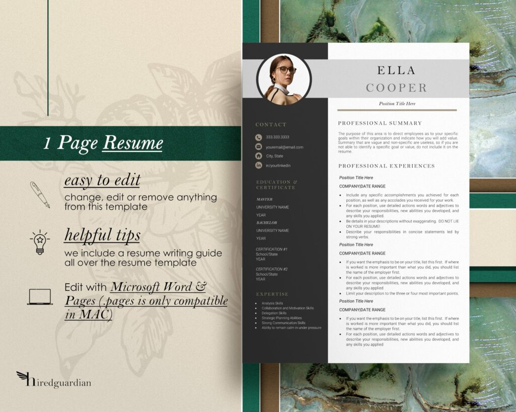 Modern Resume / CV Template - Ella – MasterBundles