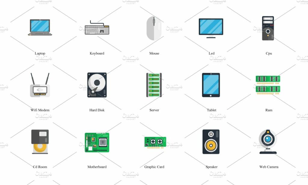 Computer Hardware Flat icons – MasterBundles