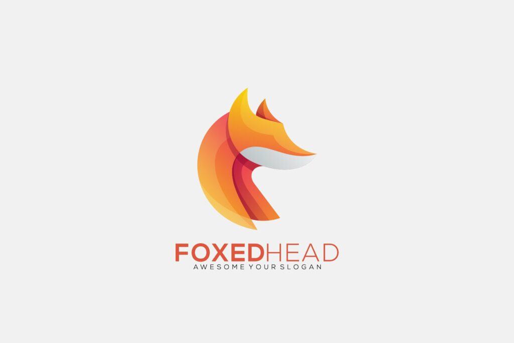 head fox design gradient logo color – MasterBundles