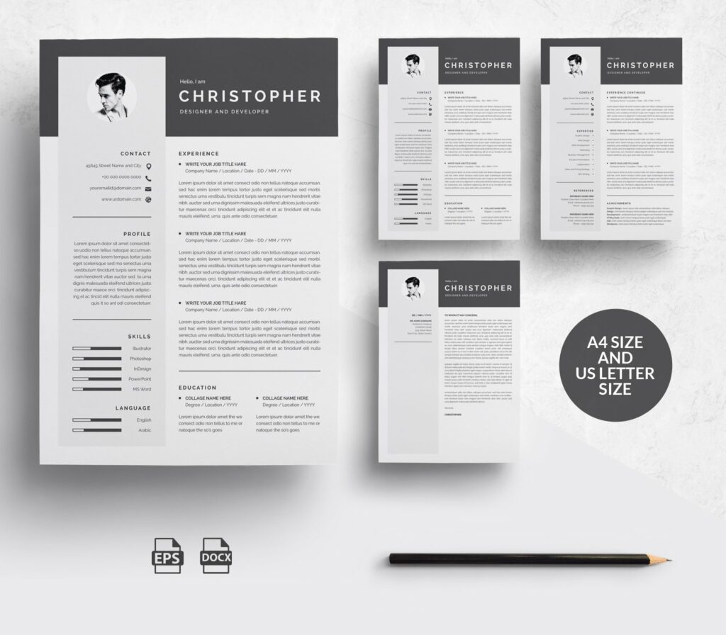 3 Pages Modern Resume Template/CV – MasterBundles