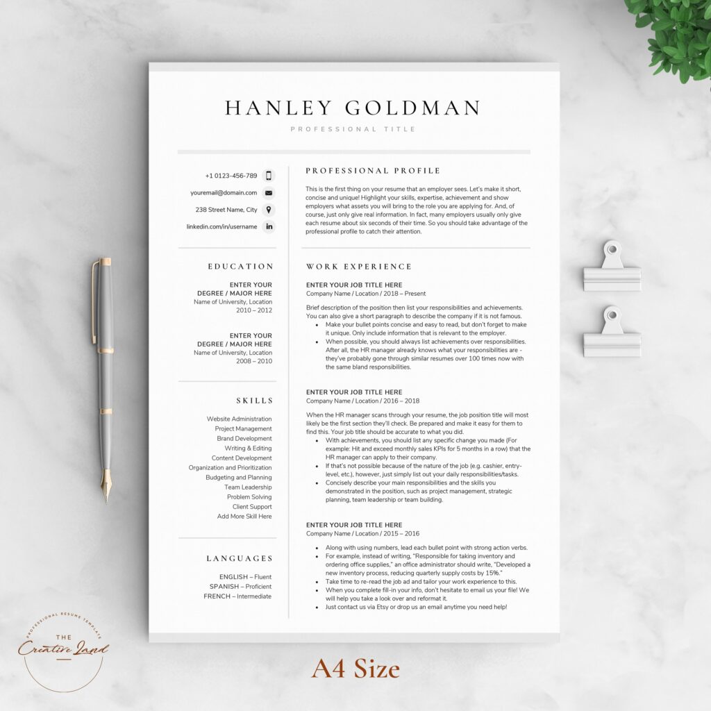 Pharmacy Resume/CV - The Goldman – MasterBundles