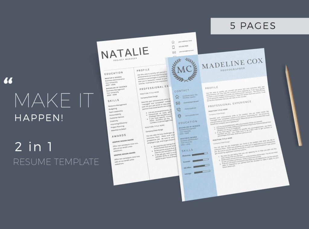 Resume Template 5 Pages/CV – MasterBundles
