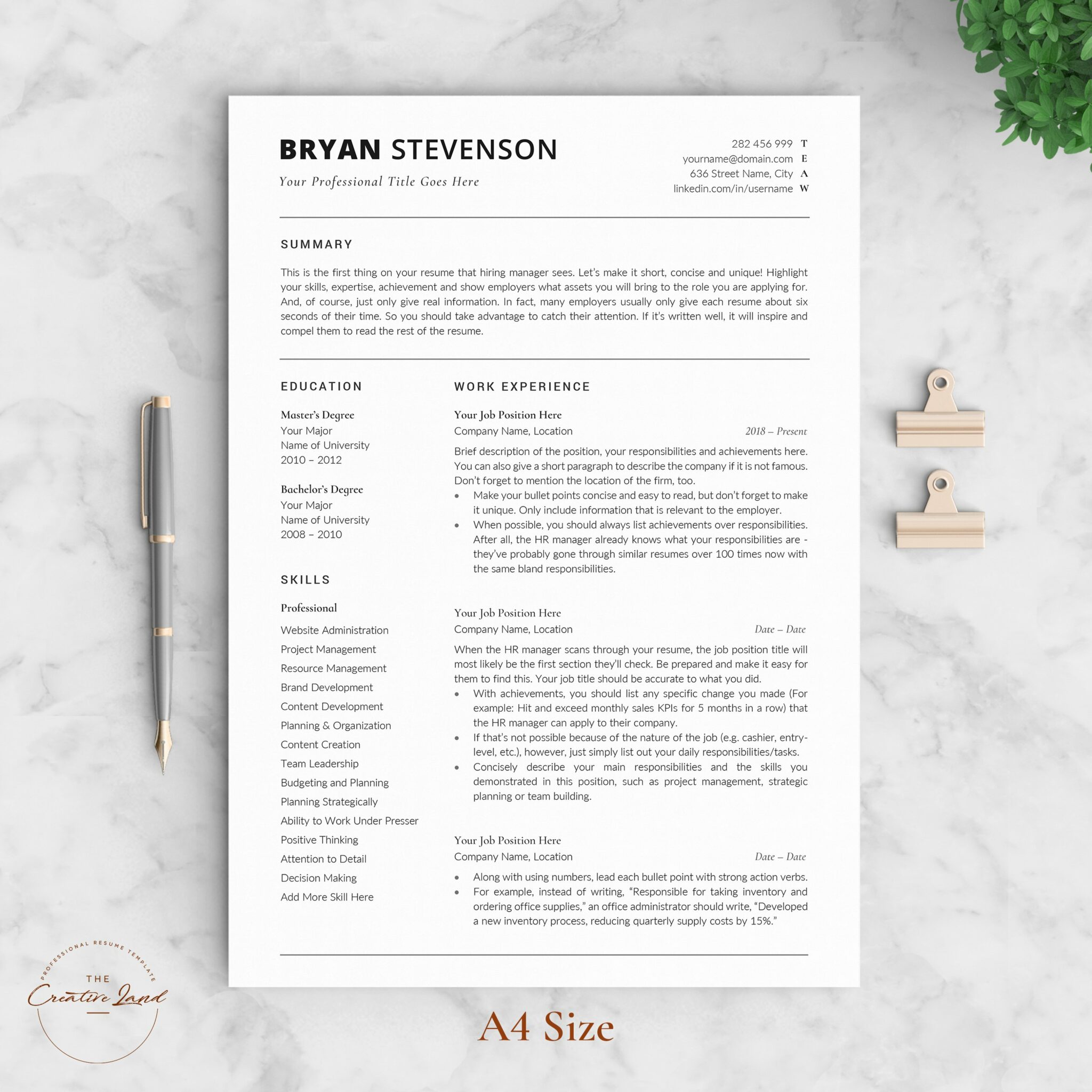Physician Assistant Resume & CV - The Bryan – MasterBundles