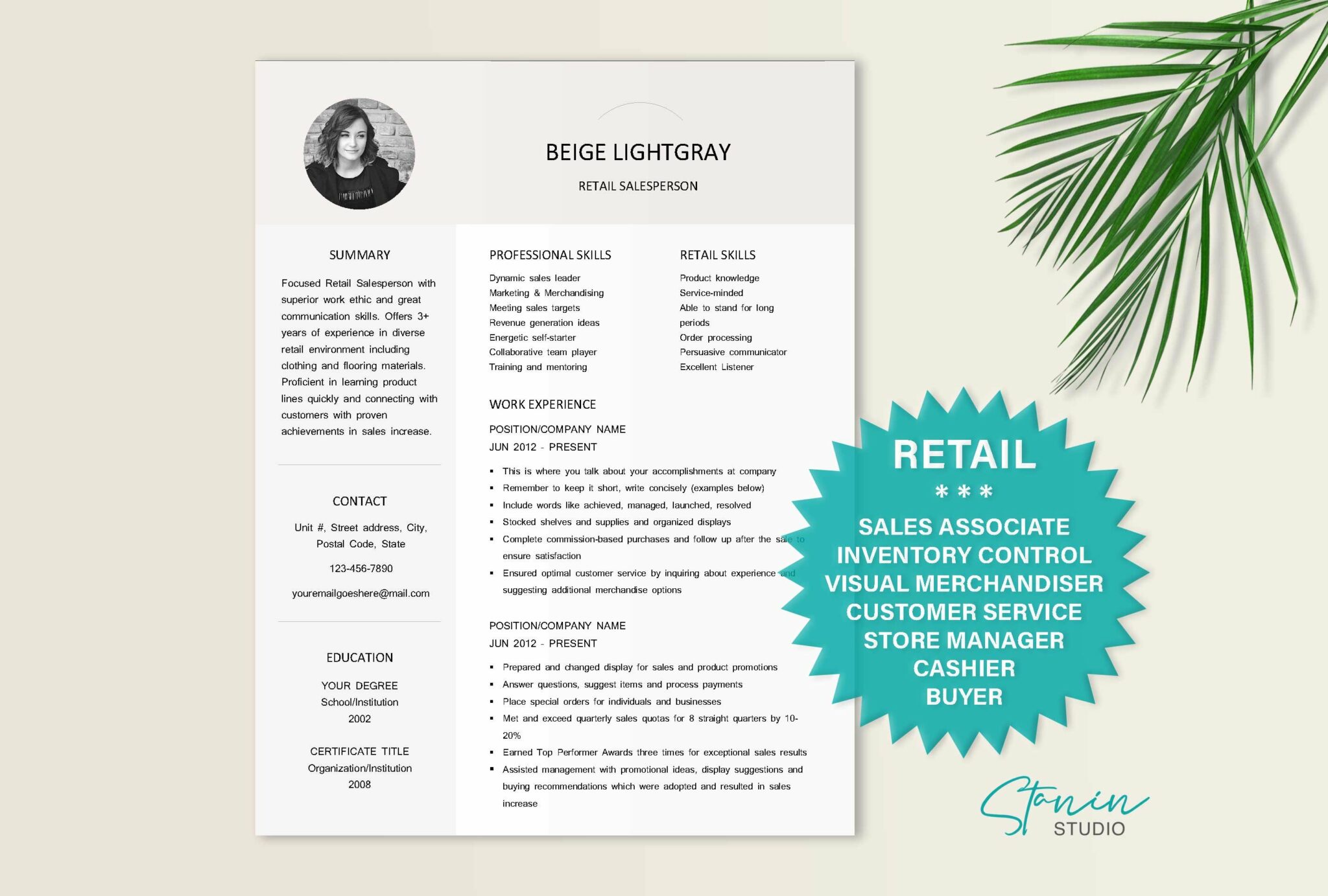 Resume Template Retail Sales Cashier – MasterBundles