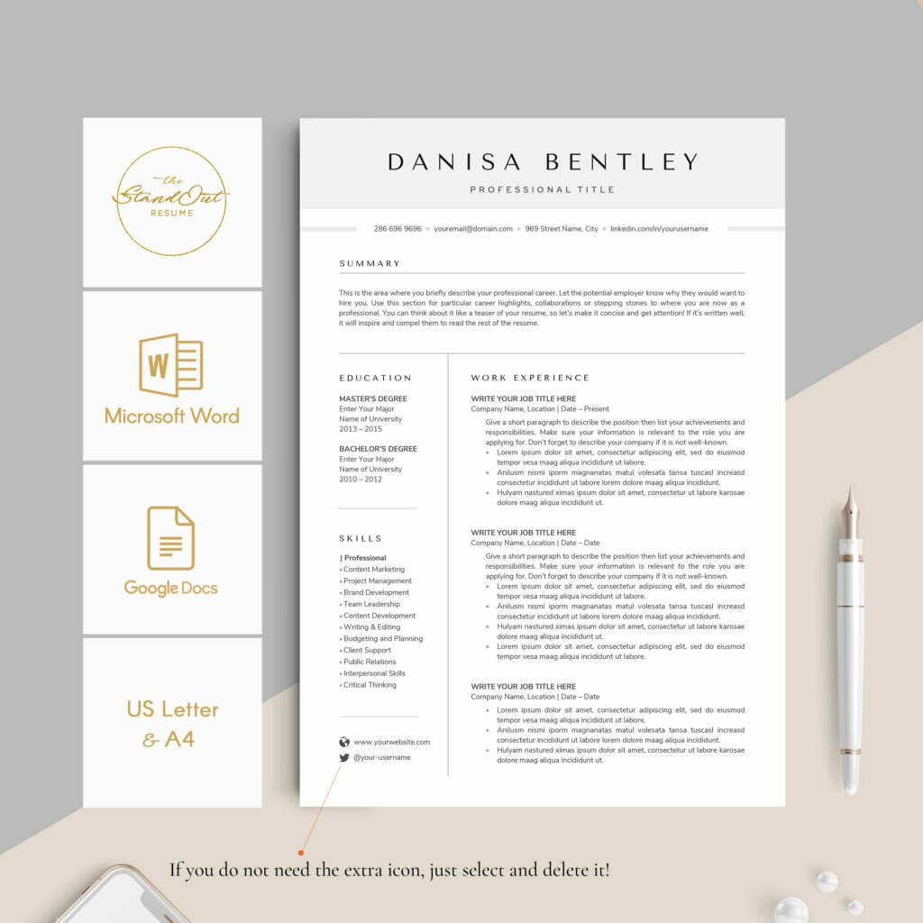 Resume/CV Template - BENTLEY – MasterBundles
