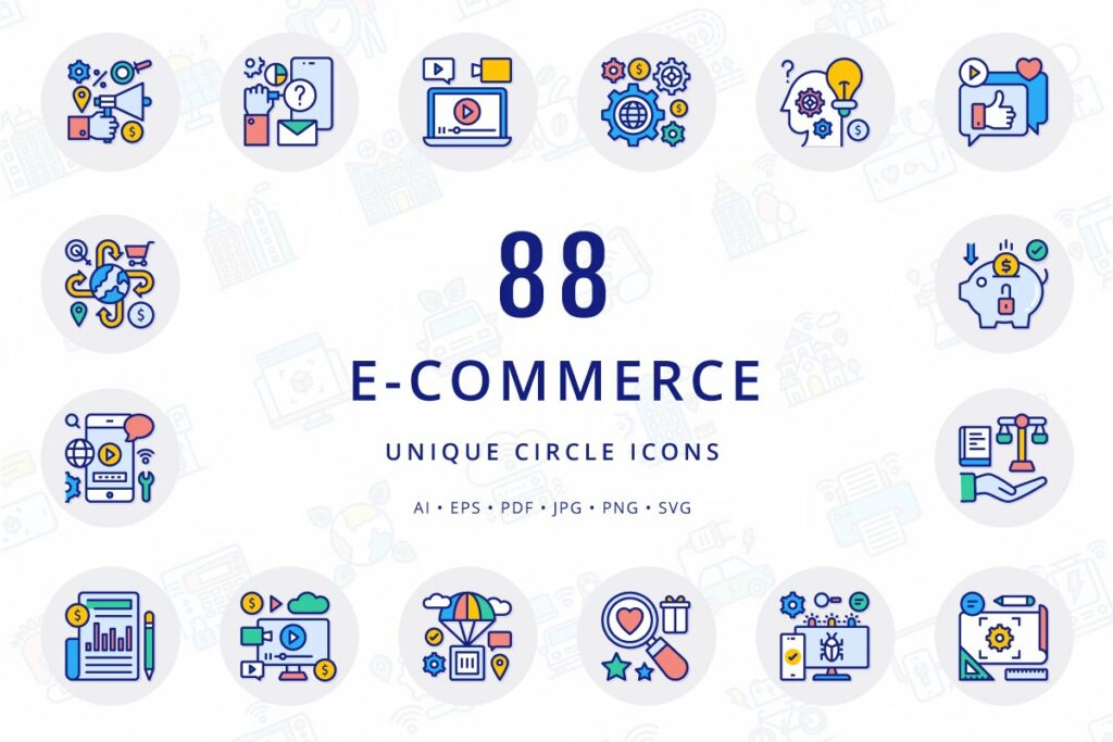 E-Commerce Unique Circle Icons – MasterBundles